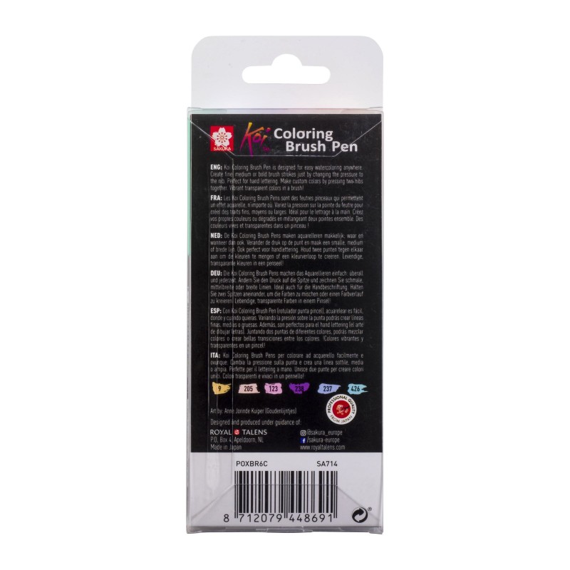 Koi coloring brush pen set 6 Sweets